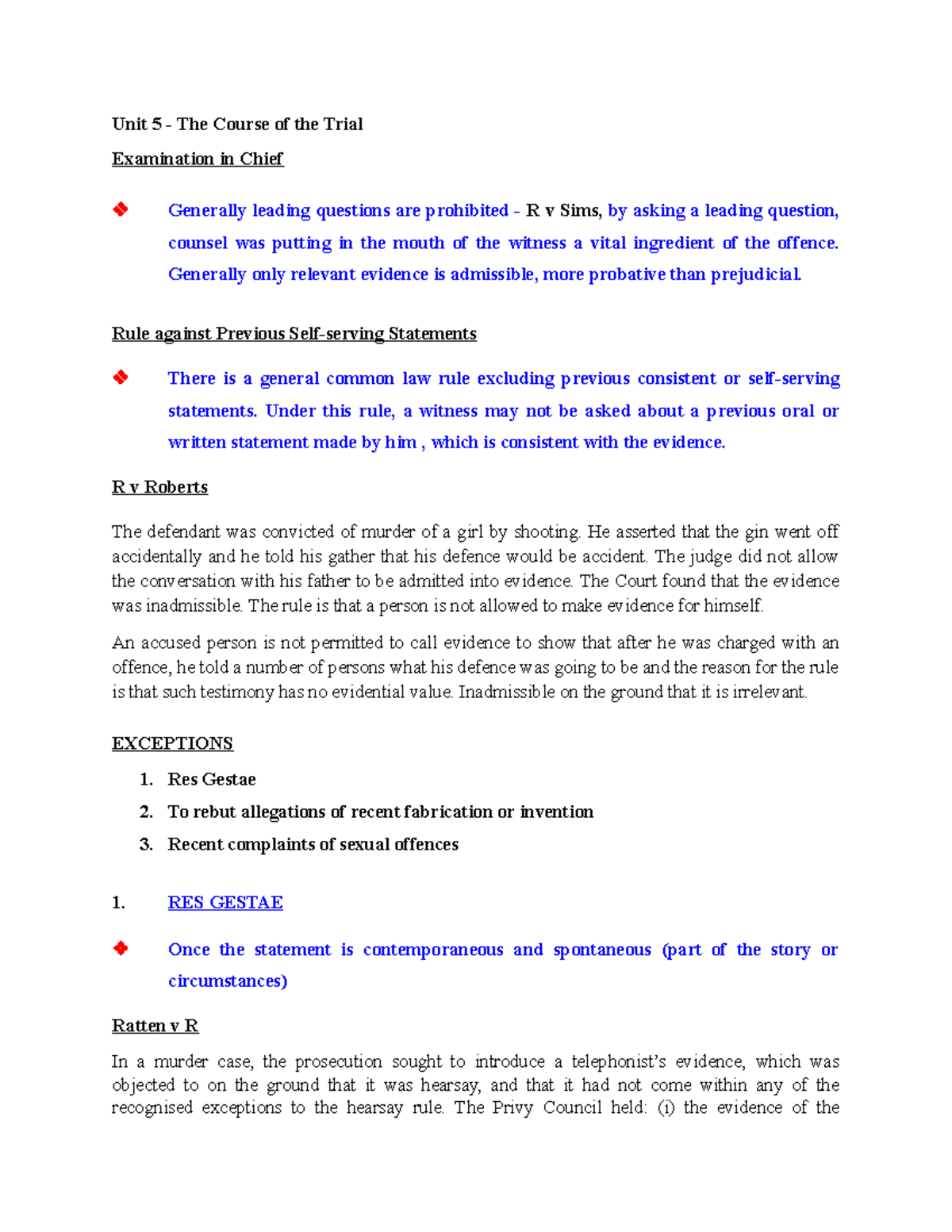 Unit 5 Notes - Course of the Trial - Unit 5 - The Course of the Trial ...