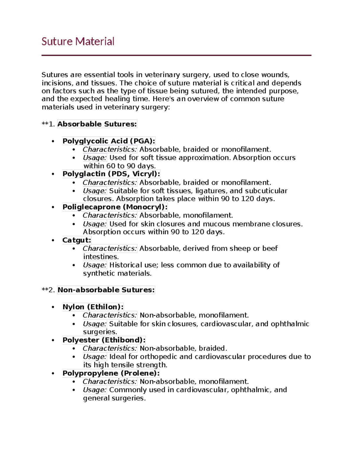 Suture Material - Suture Material Sutures are essential tools in veterinary surgery, used to ...