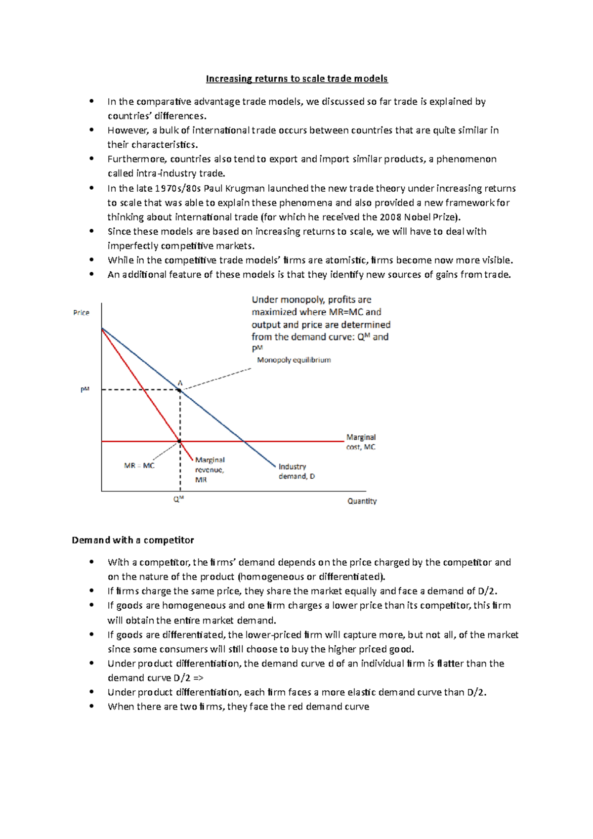 7. Increasing returns to scale trade models - However, a bulk of ...