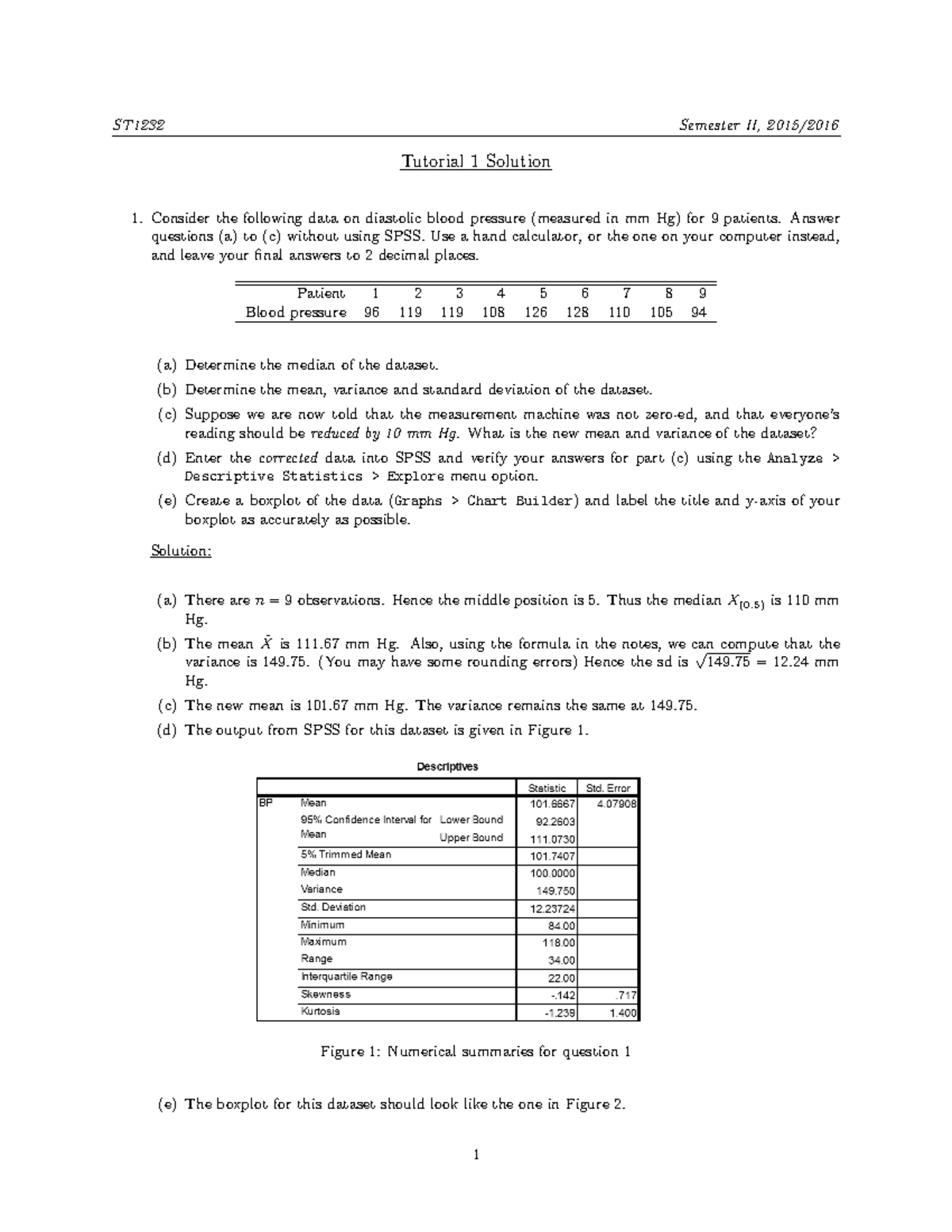 Tutorial 01 soln - ST1232 Semester II, 2015/2016 Tutorial 1 Solution 1. Consider the following ...