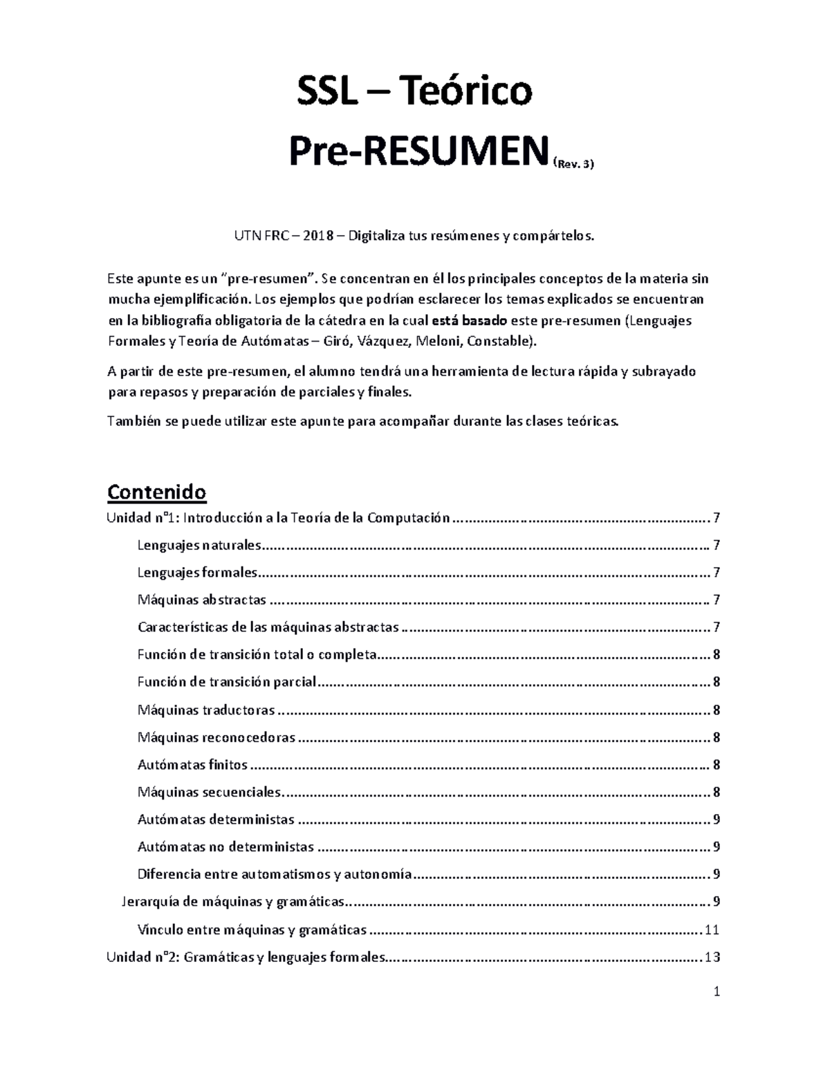 Resumen SSL (Sintaxis y semántica de los lenguajes) UTN-FRC - SSL – Teórico Pre-RESUMEN (Rev. 3 ...