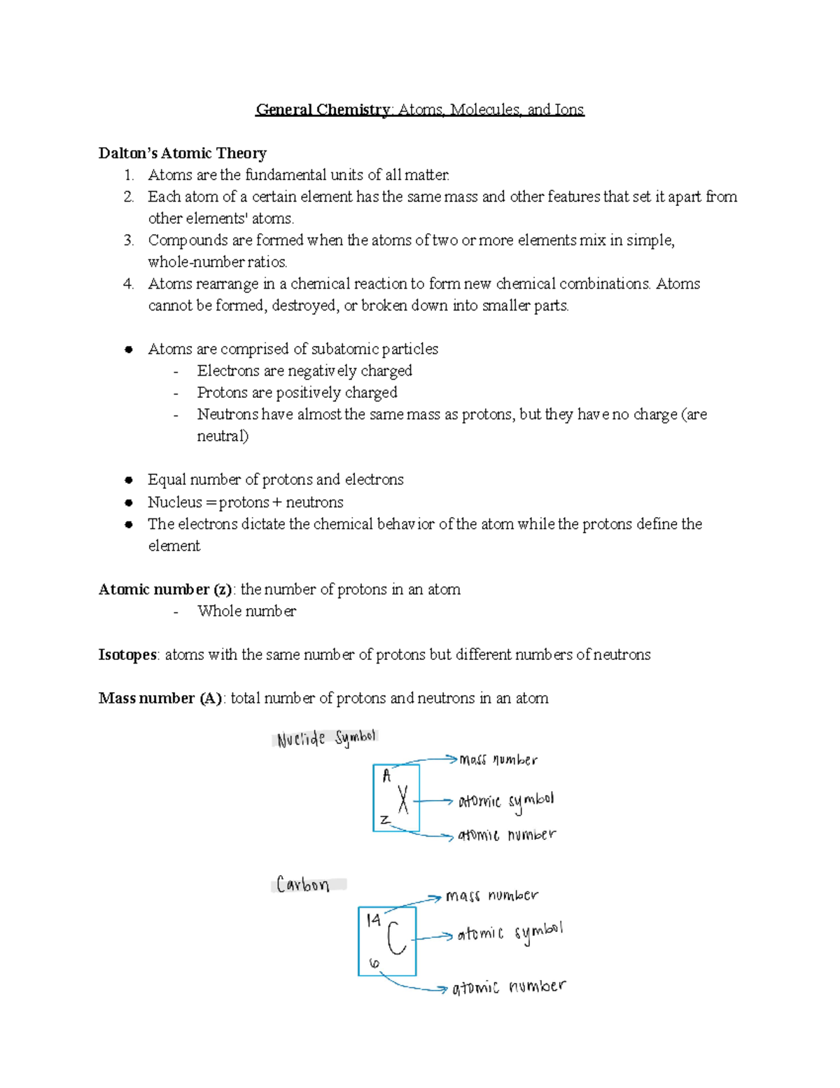 General Chemistry Atoms, Molecules, and Ions - Atoms are the ...