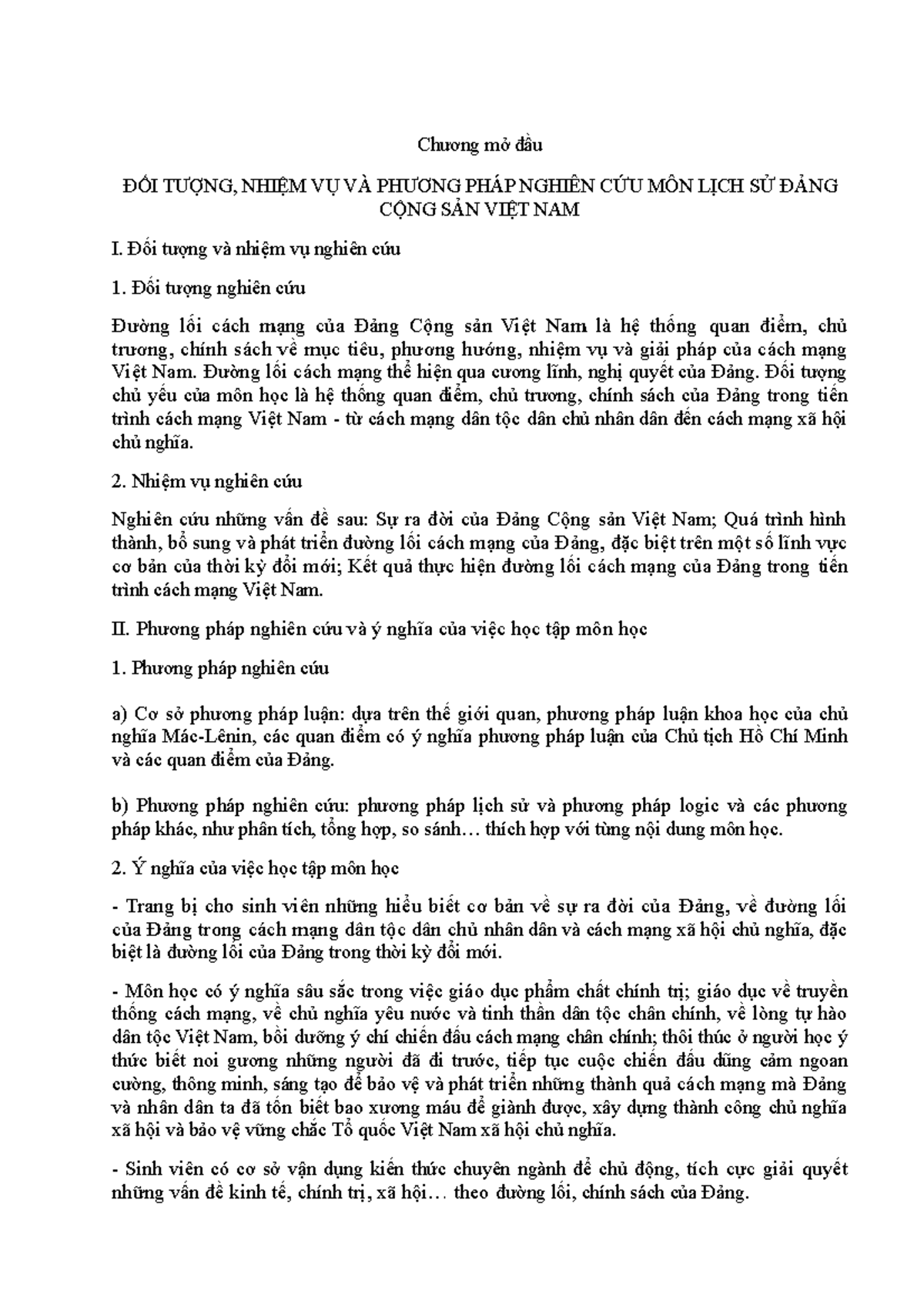 Giao trinh lich su Dcsvn-03 - Chương mở đầu ĐỐI TƯỢNG, NHIỆM VỤ VÀ ...