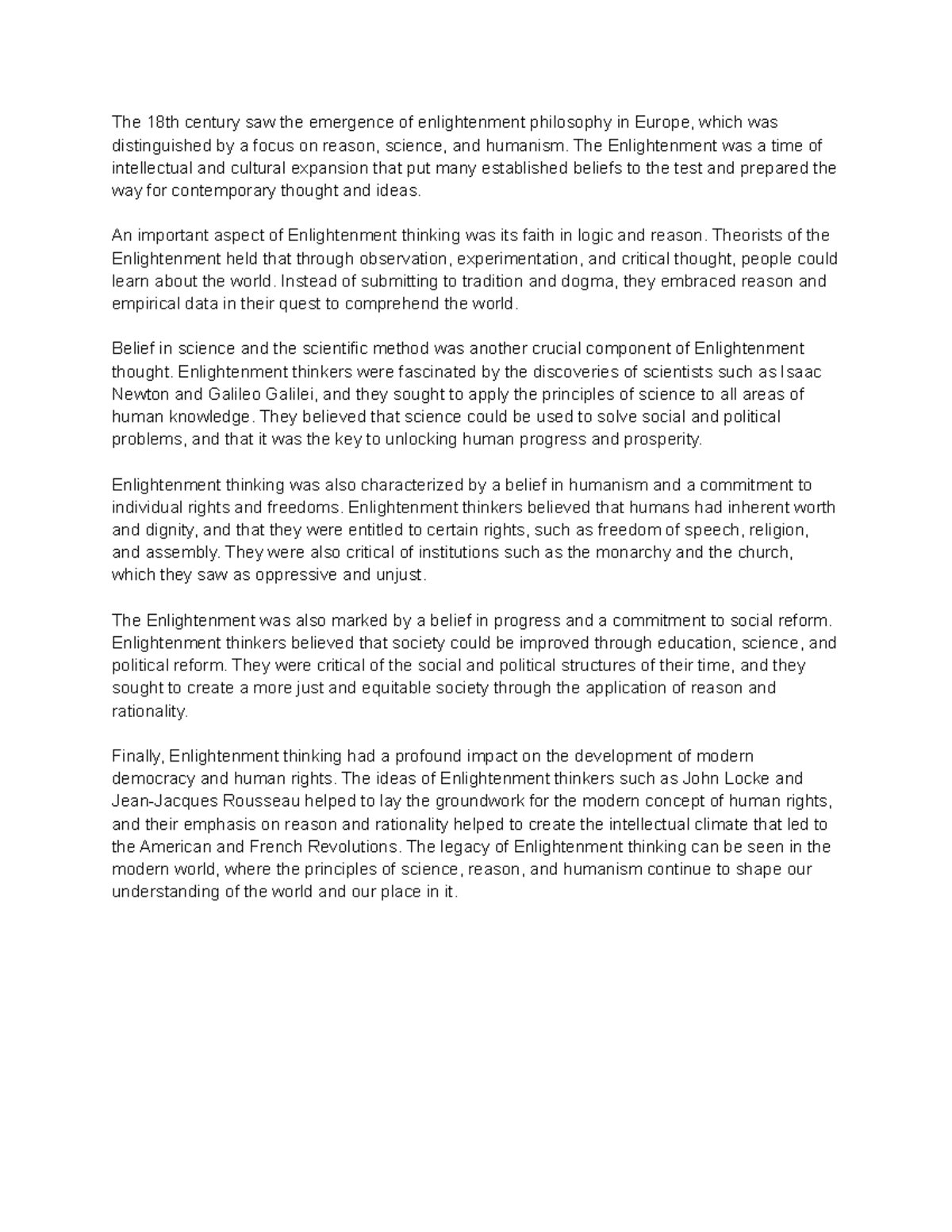 Enlightened Thinking and Thinkers - The 18th century saw the emergence ...