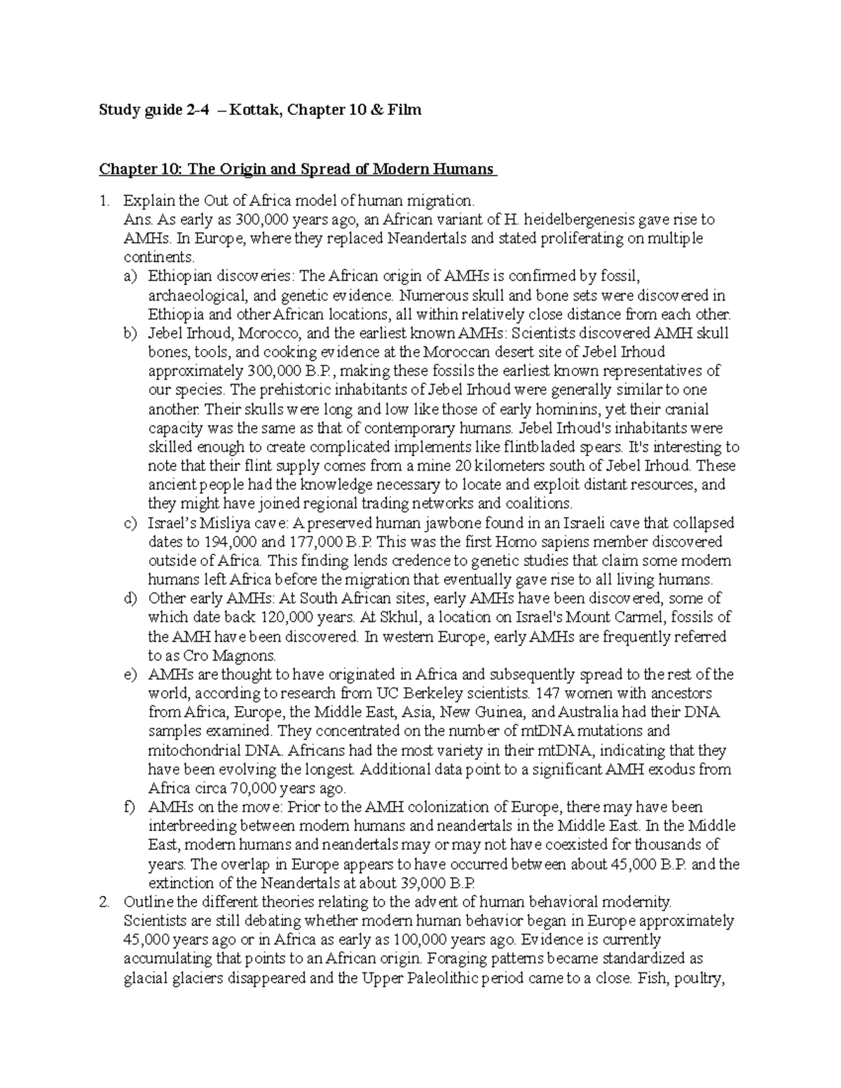 Homework seven 5 - This is a study guide - Study guide 2-4 – Kottak ...