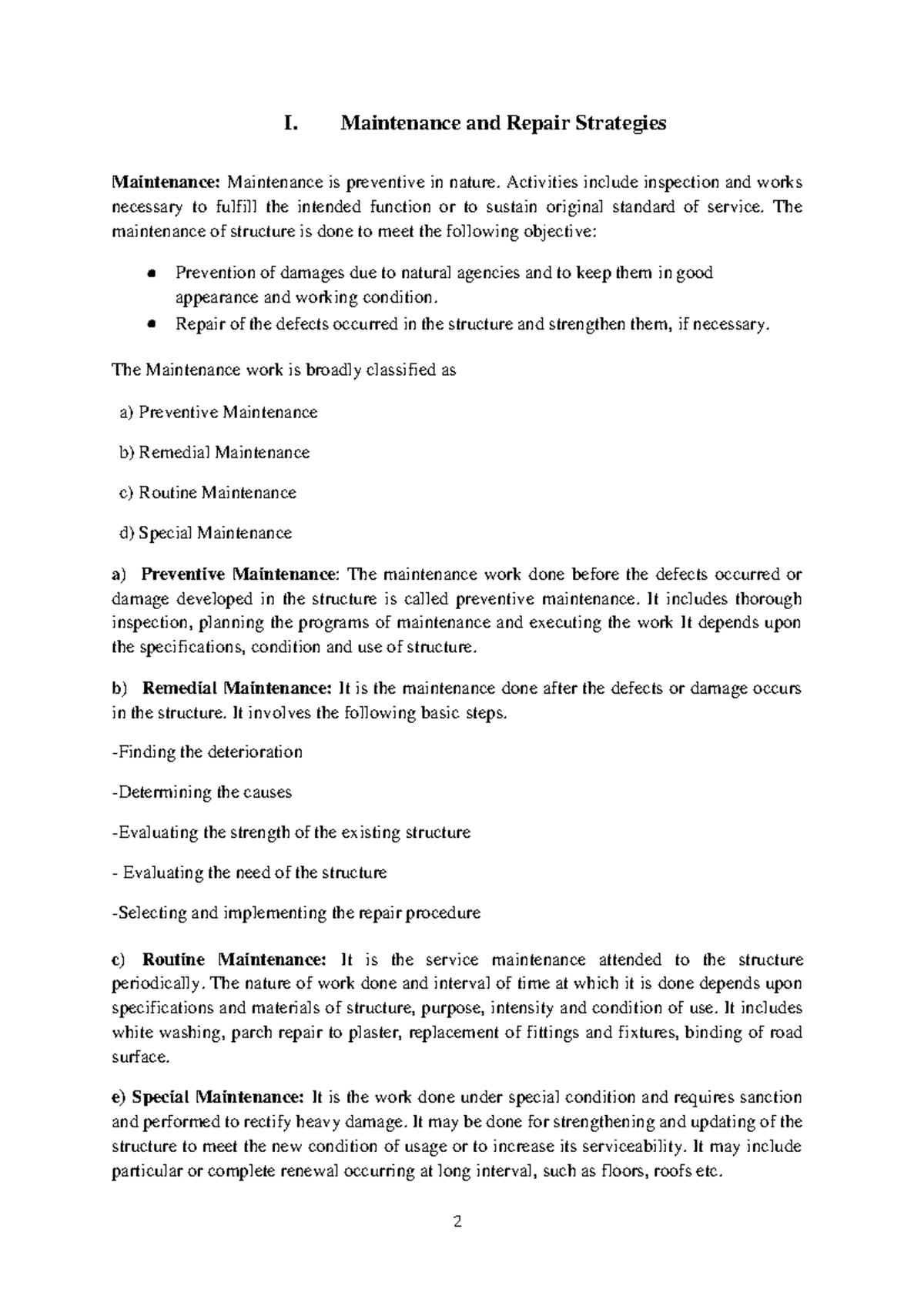 Maintenance and Repair Strategies - I. Maintenance and Repair ...