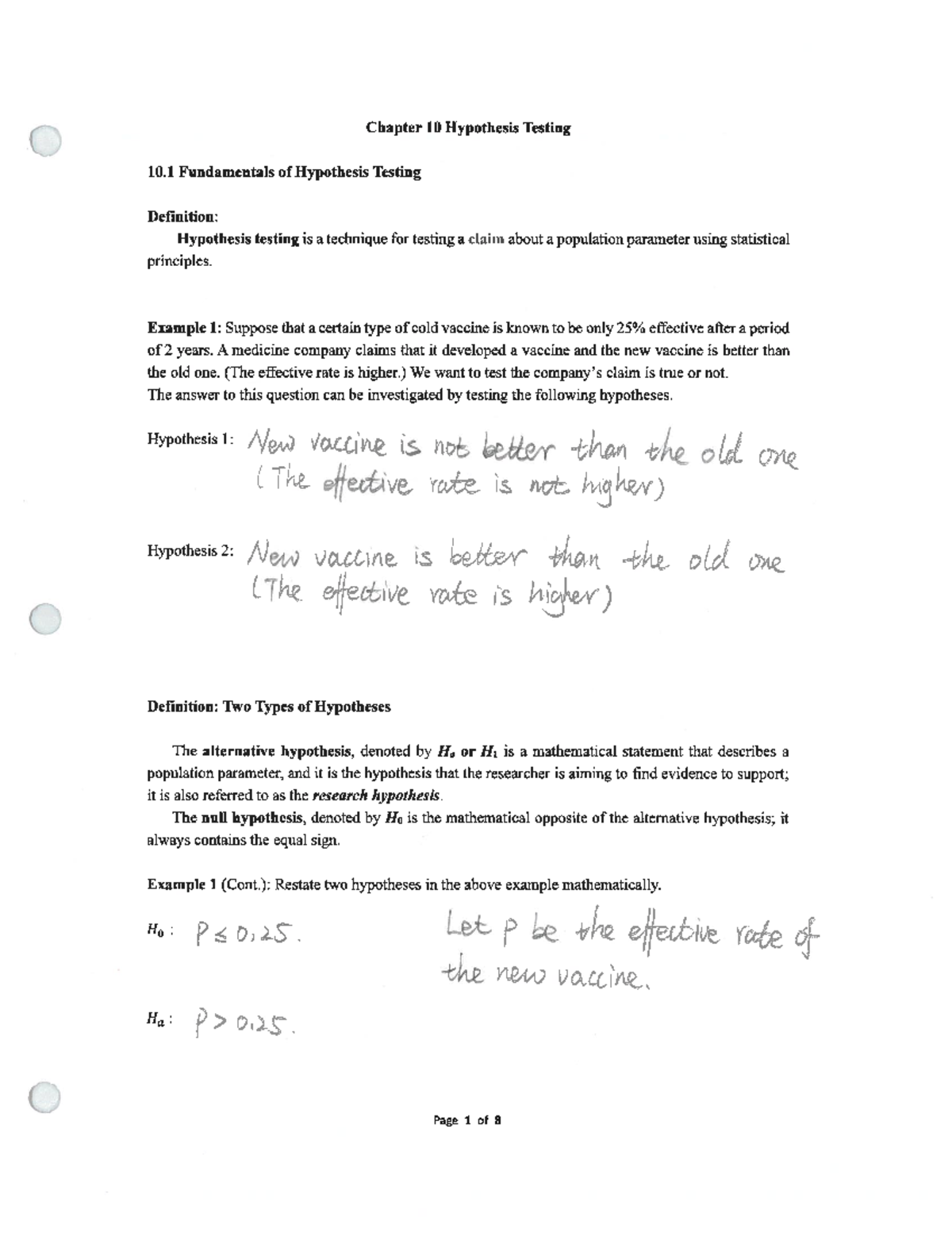 Chapter 10-Solutions - Chapter 10 Hypothesis Testing 10 Fundamentals of ...
