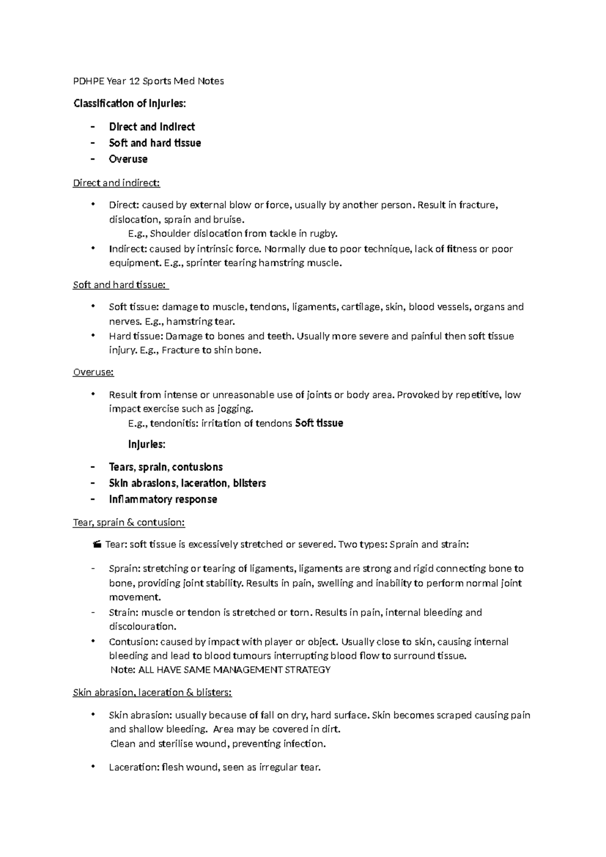 Pdhpe Year 12 Sports Med Notes - PDHPE Year 12 Sports Med Notes ...