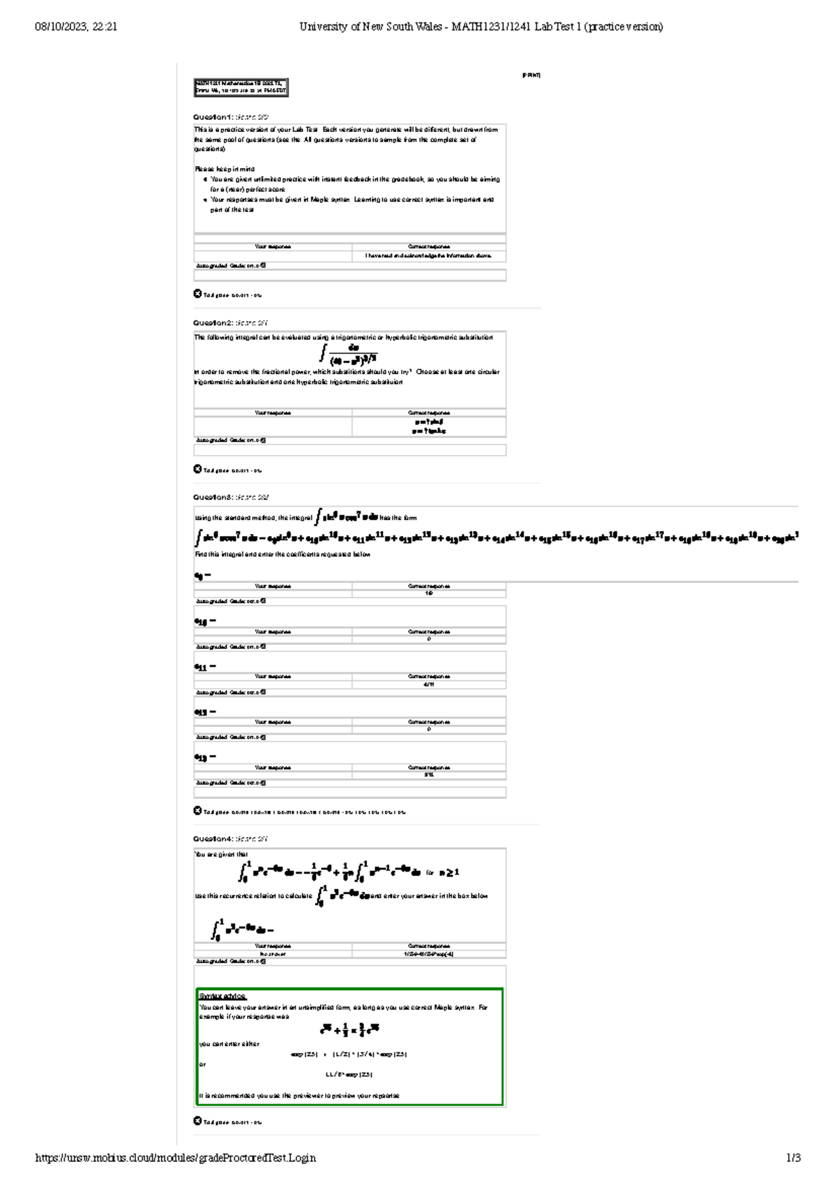 Lab test 1 Practise - Mock test for lab test 1 - 08/10/2023, 22:21 ...