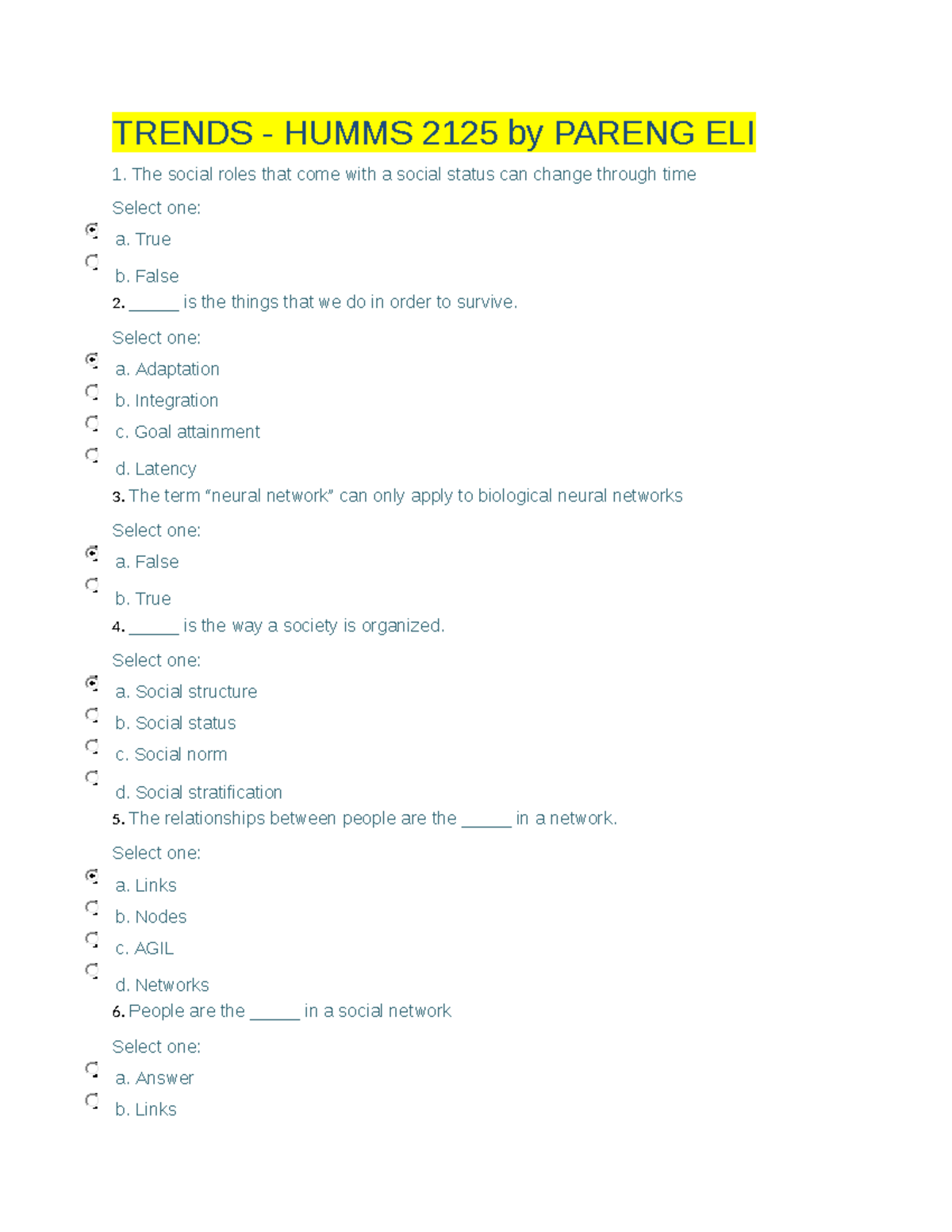 Trends 2125 - Good to read and study - TRENDS - HUMMS 2125 by PARENG ...