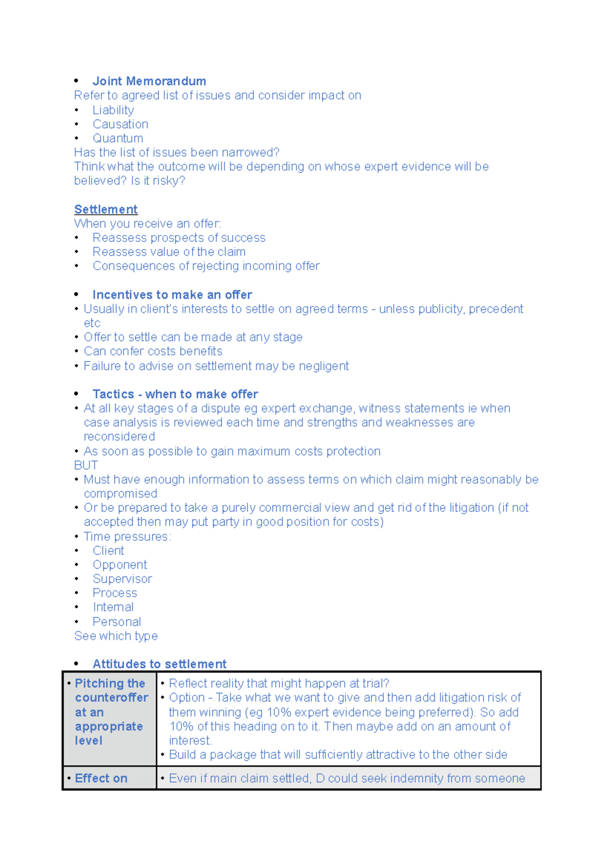 Joint Memorandum - law lecture notes - Joint Memorandum Refer to agreed ...