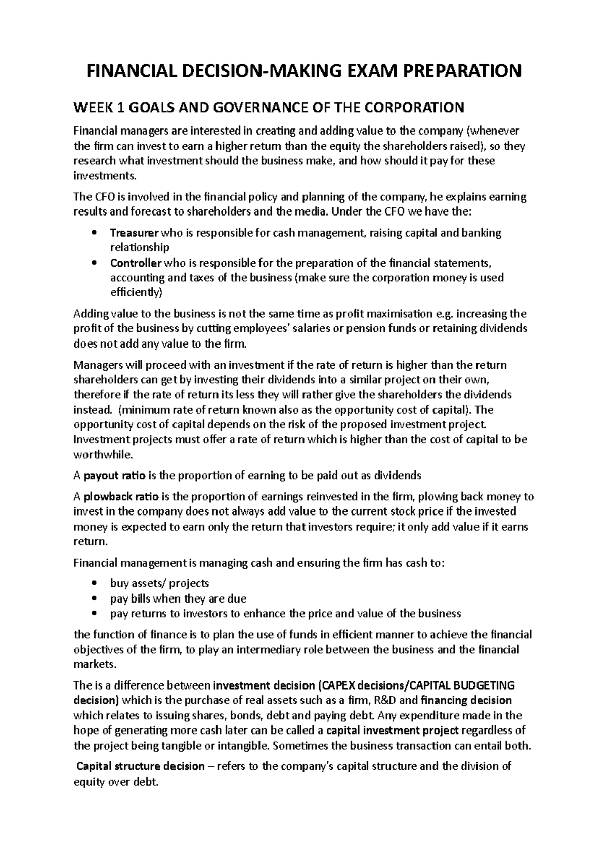 Financial Decision Making EXAM Preparation - FINANCIAL DECISION-MAKING ...