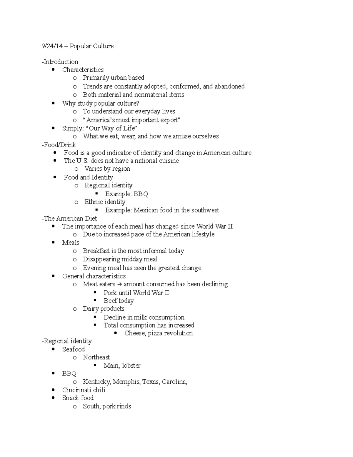 Popular Culture - Lecture notes 4 - 9/24/14 – Popular Culture ...