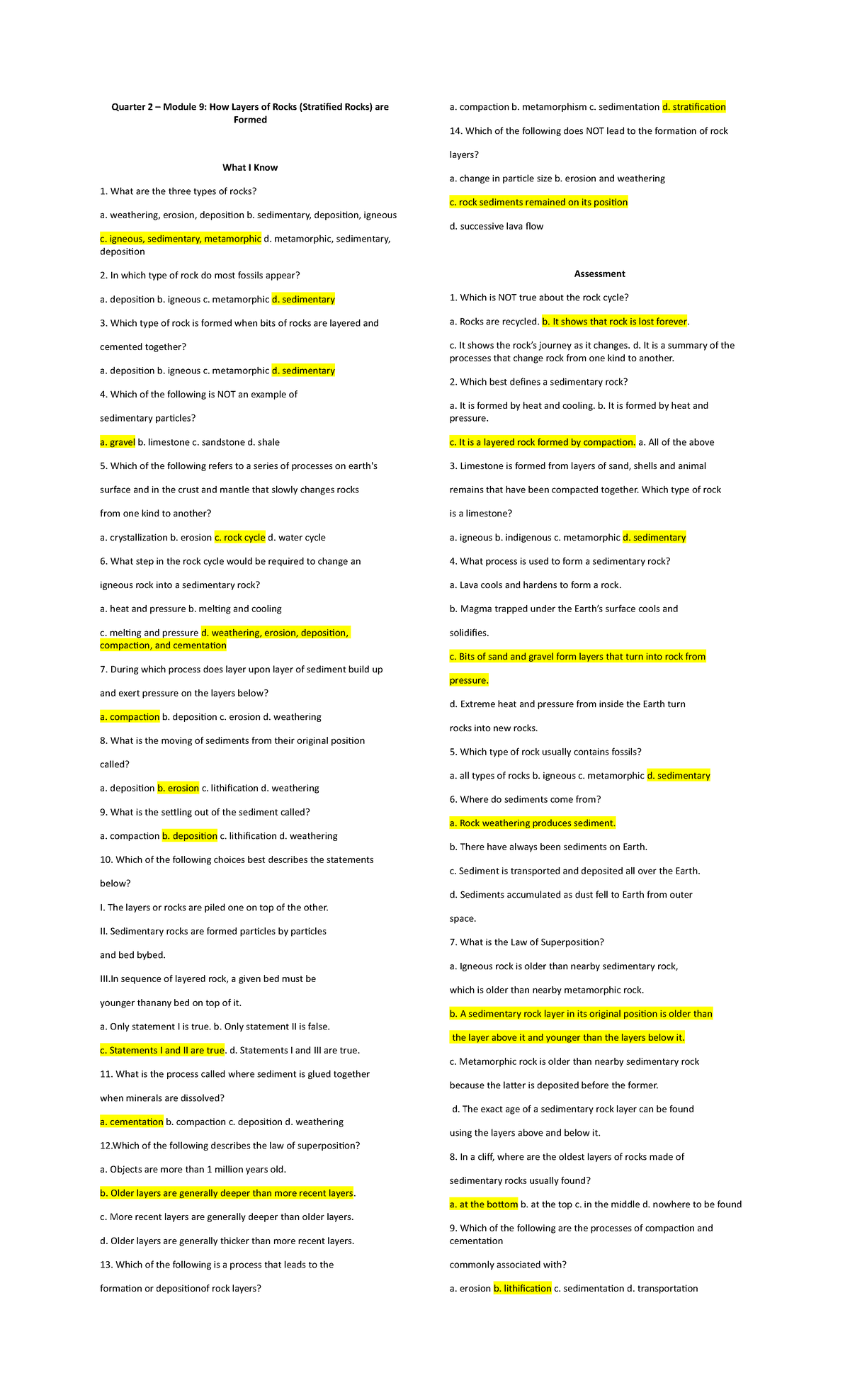 Esreviewer - Review ng es - Quarter 2 – Module 9: How Layers of Rocks ...