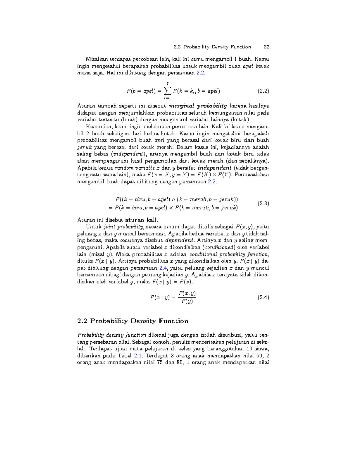 Intro to ml secured 35 44 - 2 Probability Density Function 23 Misalkan terdapat percobaan lain ...