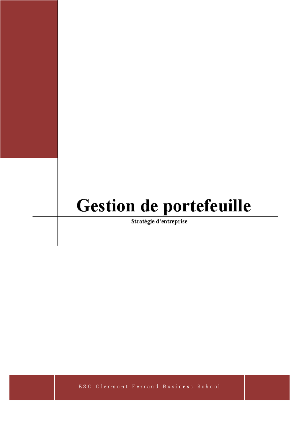 Gestion de portefeuille d'activité - exercice corrigé - 20 Gestion de portefeuille Stratégie ...