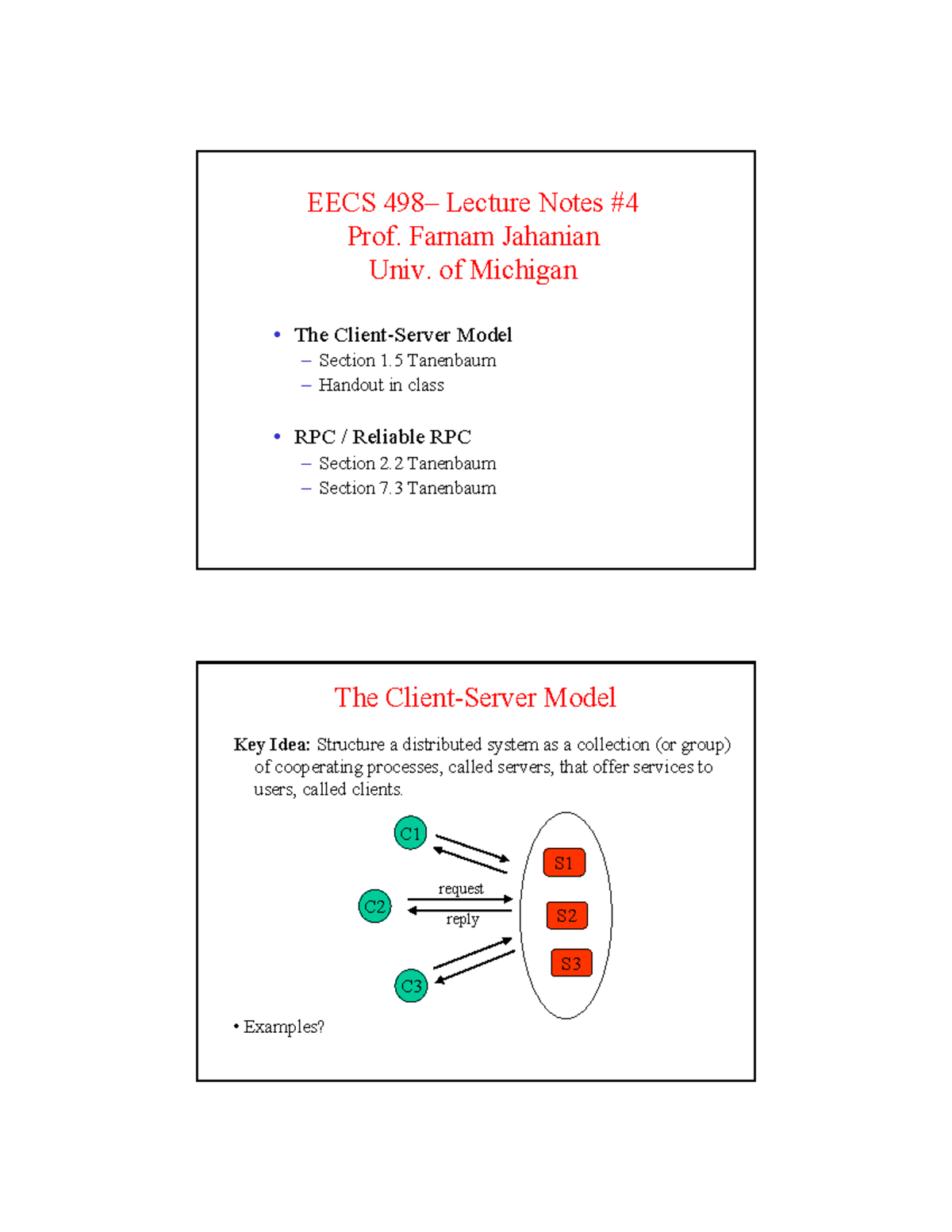 Handout 4a Eecs 498 Lecture Notes 4 Eecs Lecture Notes Prof Farnam