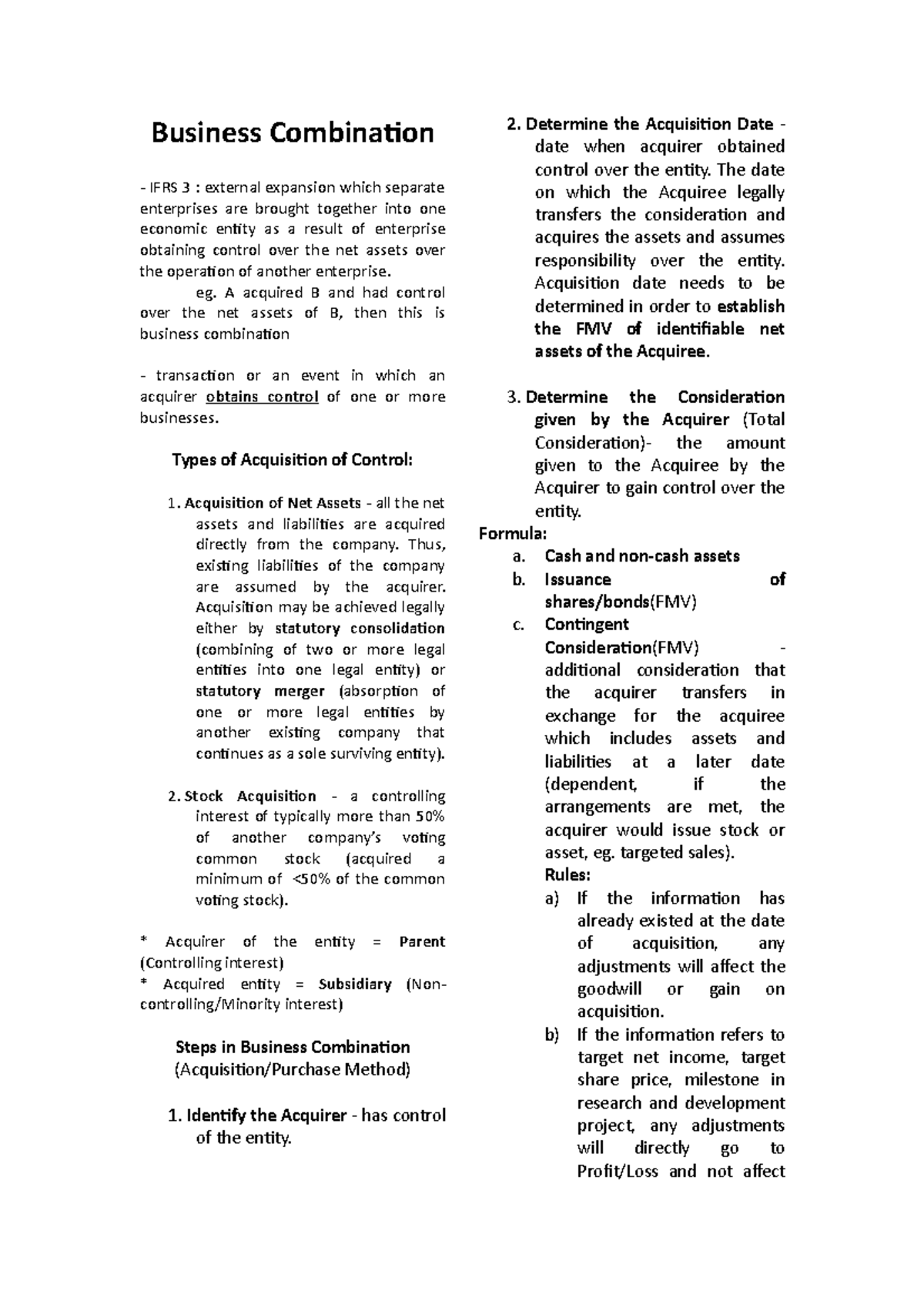 Introduction to Business Combination - Lecture - Business Combination ...