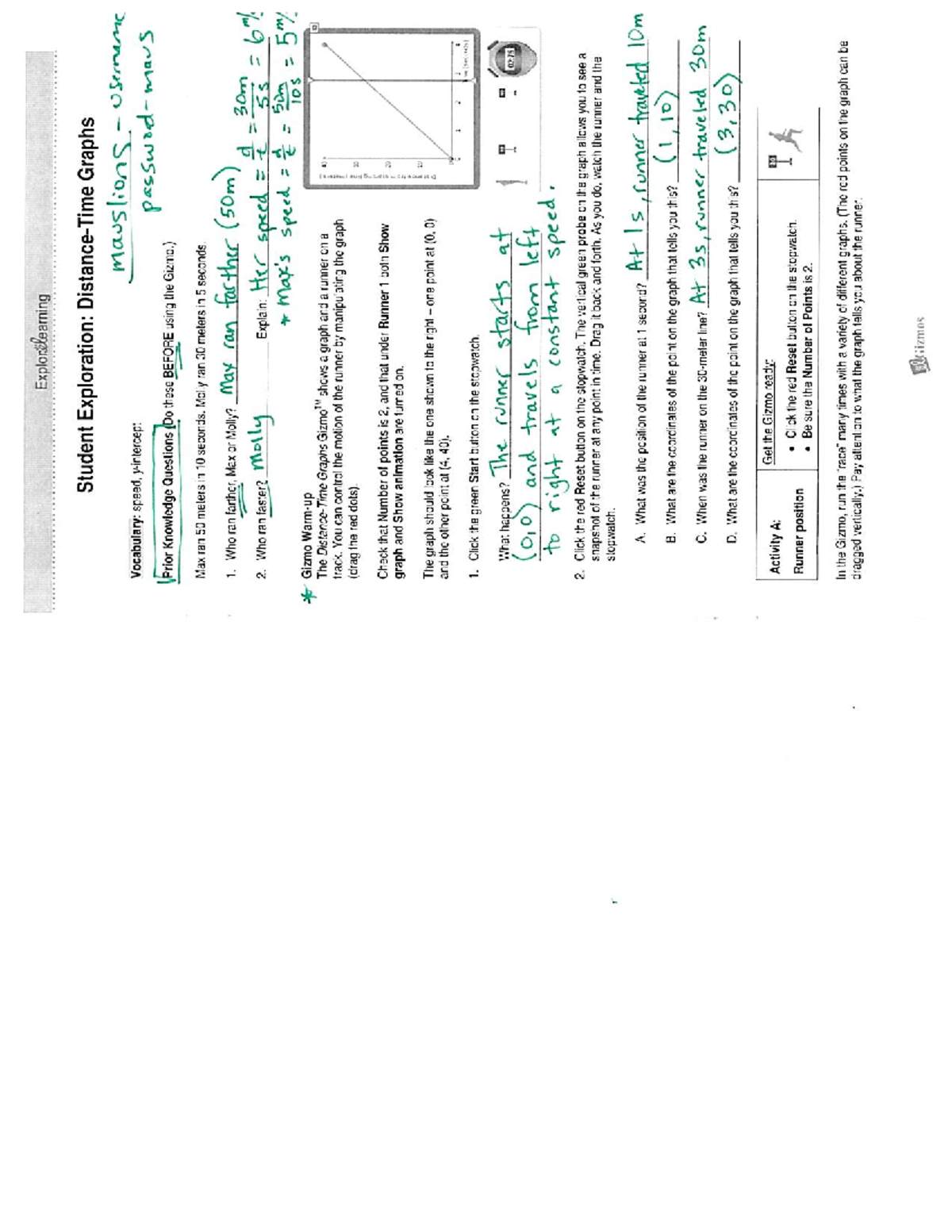Distance time gizmo - Lecture notes 1-6 - PH 1210 - Studocu