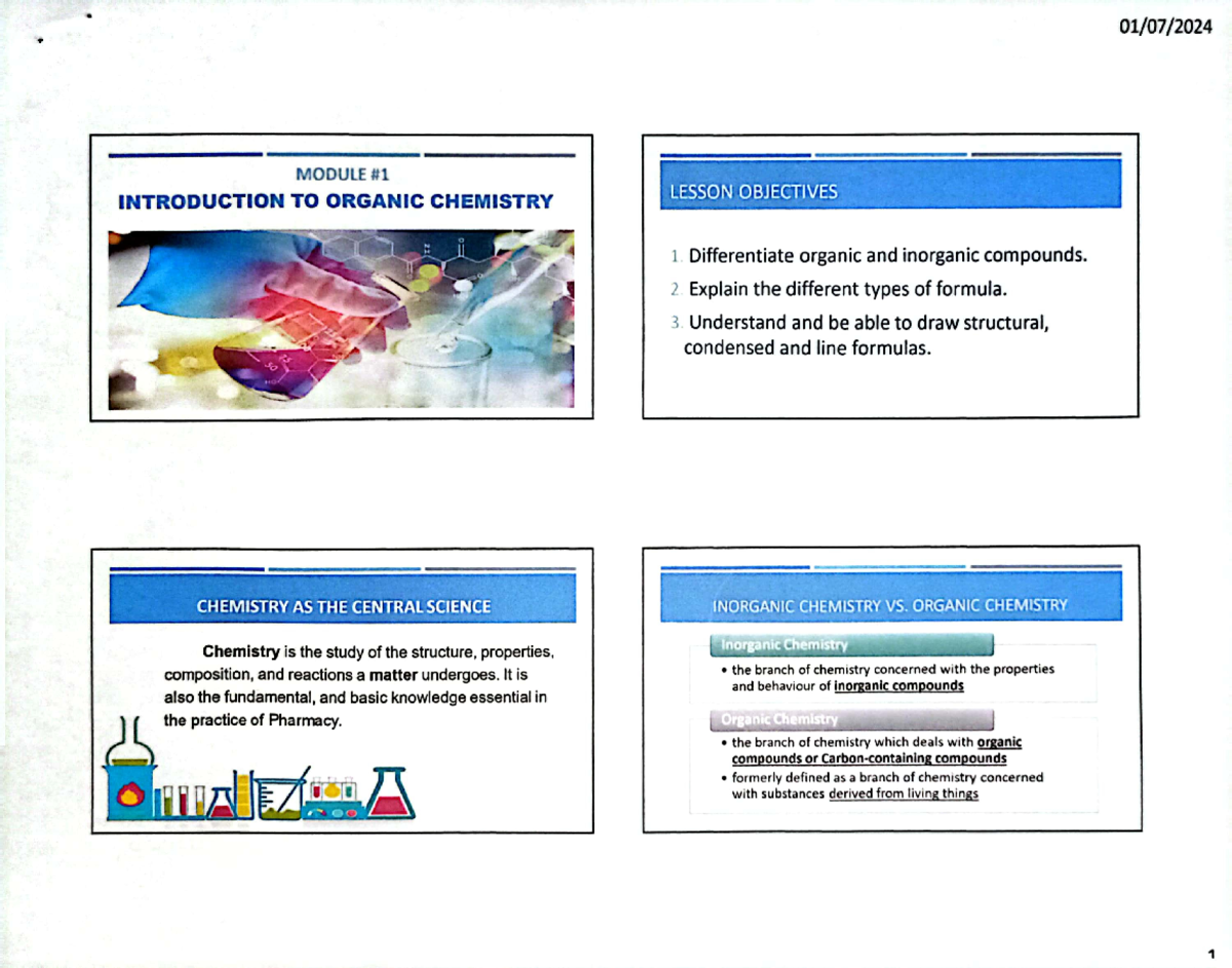 Org Chem-Lesson-1 - organic chemistry - MODULE LESSON OBJECTIVES ...