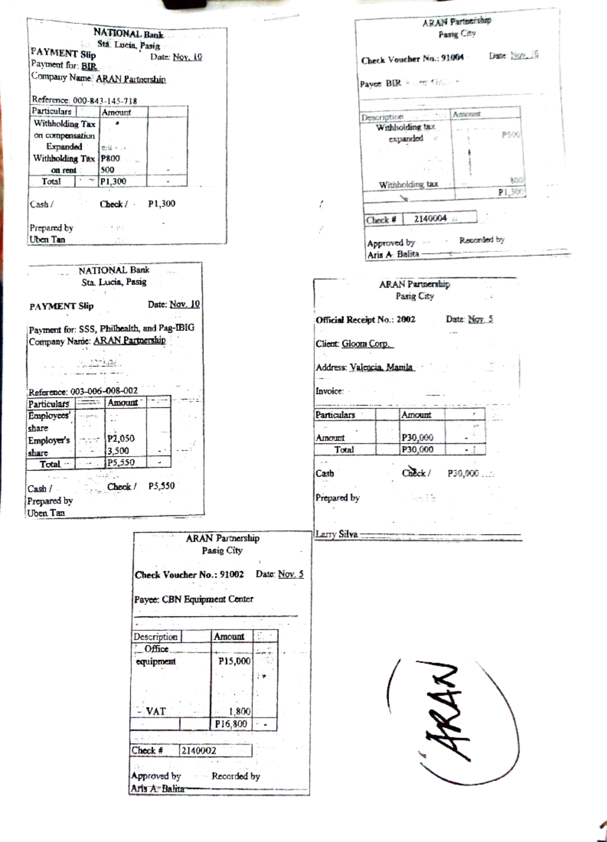 ARAN AND NARA Reciept - Summary OK - OK - :-::-_ N A'_flONAI,Bank, pAYME NT Sli pStA. Lu~ ,Puig ...