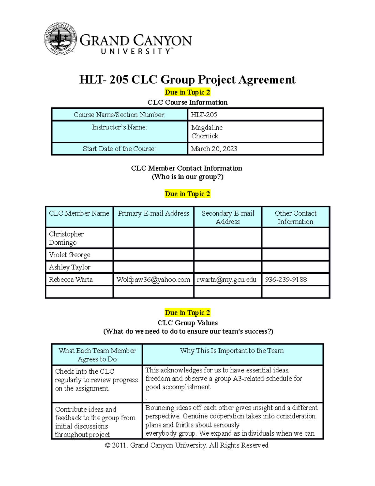 T2 Final HLT 205 RS CLCGroup Project Agreement - HLT- 205 CLC Group ...