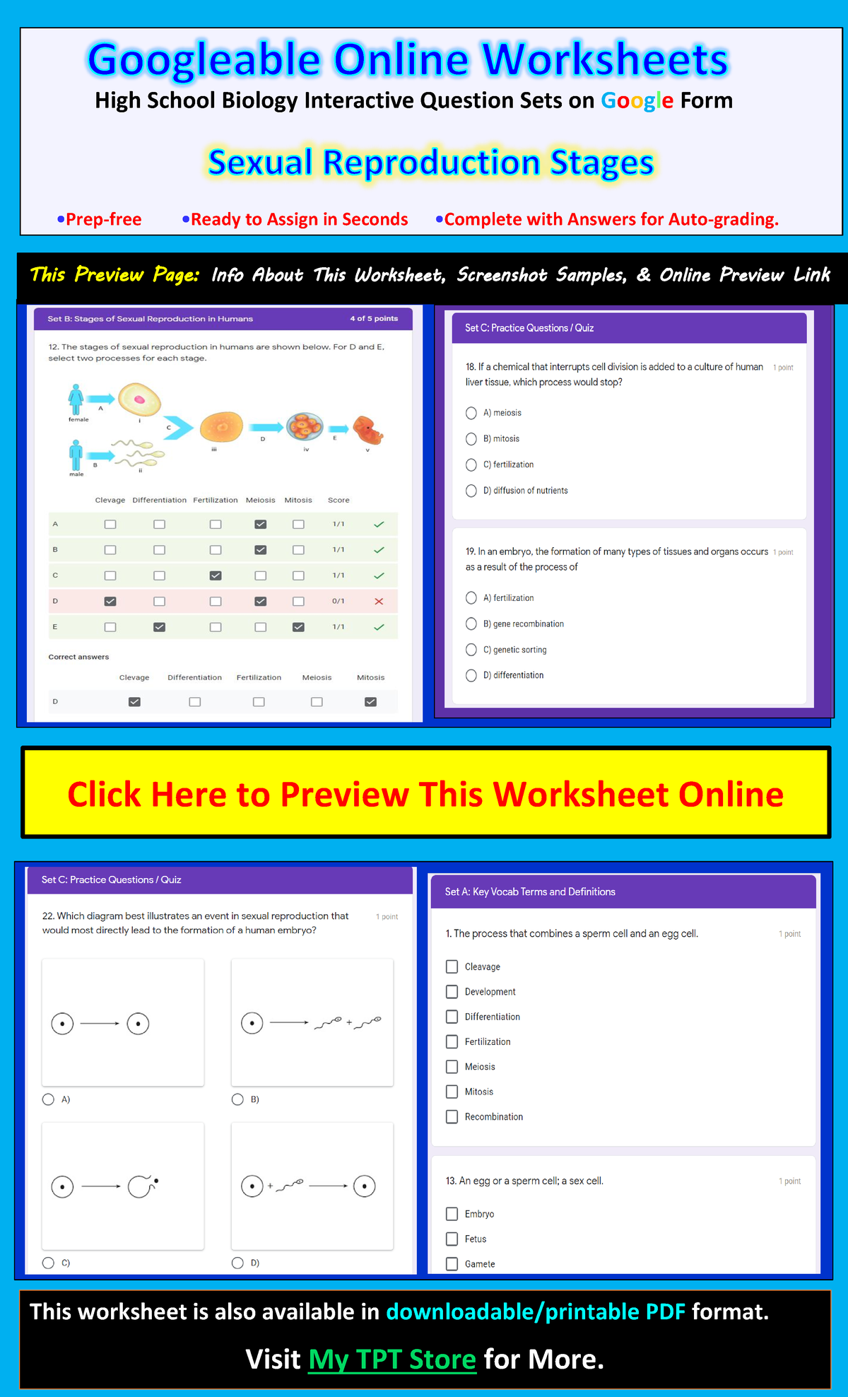 Human Reproduction Preview - High School Biology Interactive Question ...