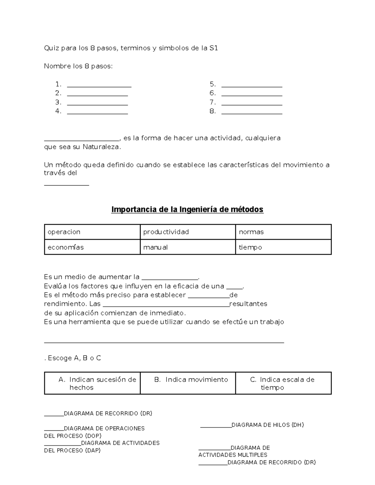 S1 Quiz para los 8 pasos, terminos y simbolos de la S1 - 2. 3. 4. 5. 6 ...