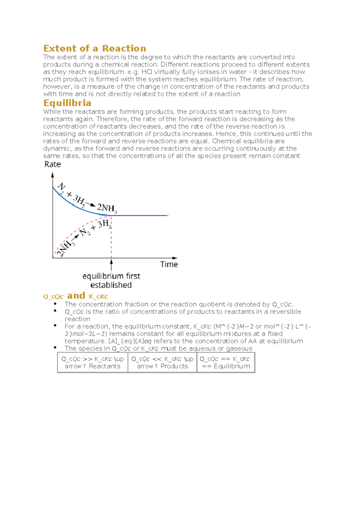 Equilibria - week 3 - Extent of a Reaction The extent of a reaction is ...