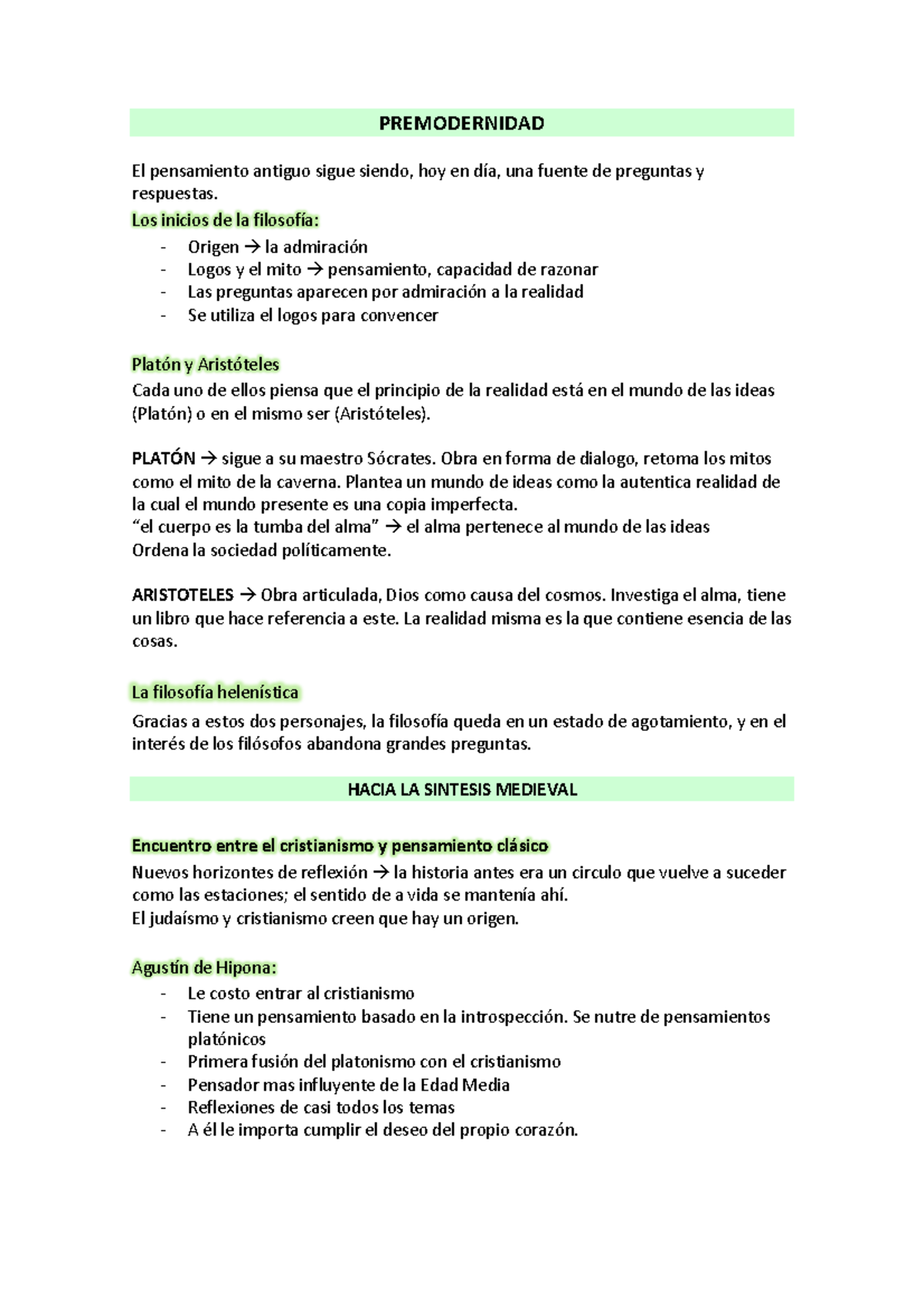 Premodernidad - historia del pensament contemporani - PREMODERNIDAD El ...