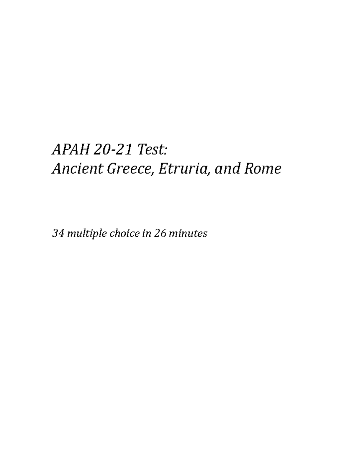 Unit 3 Test Greece? - APAH 20-21 Test: Ancient Greece, Etruria, and ...