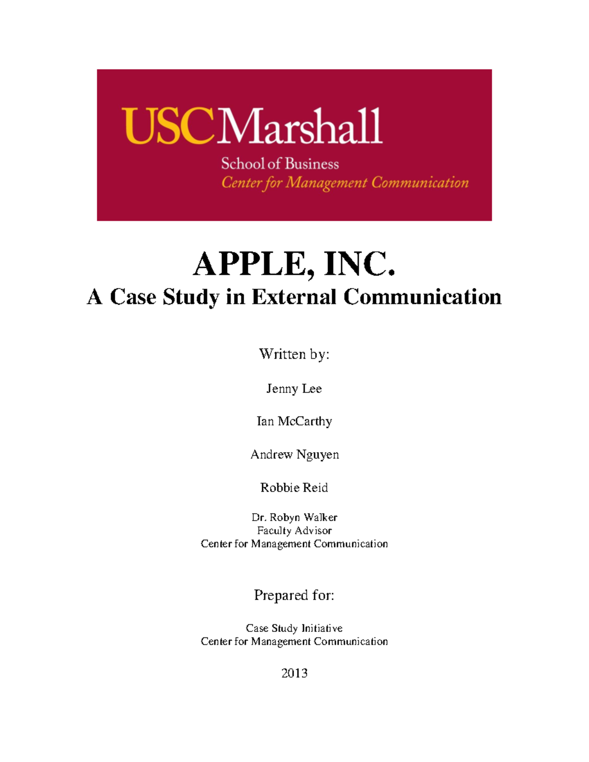 1. Apple INC. A Case Study in External Communication - APPLE, INC. A ...