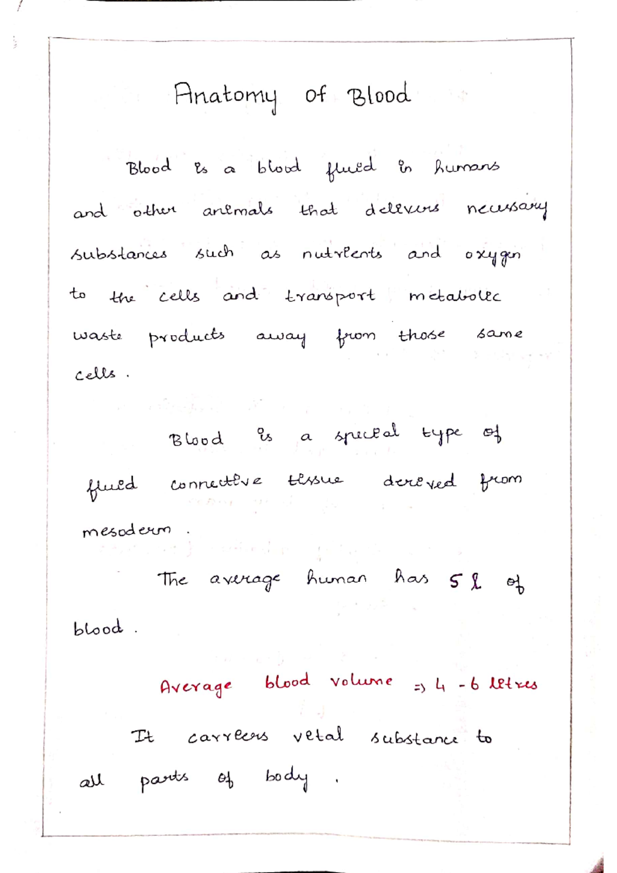 Anatomy of blood - Basic anatomy - Studocu