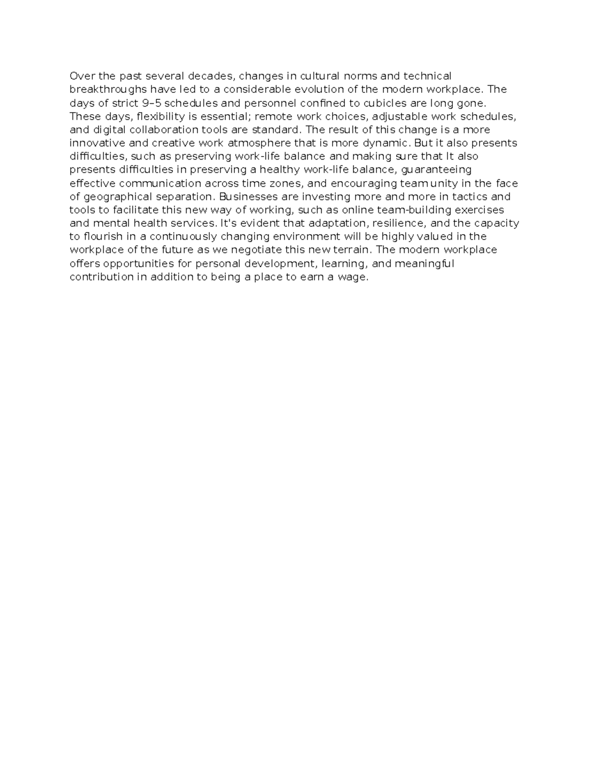 The Modern Workplace - asdsadsad - Over the past several decades ...