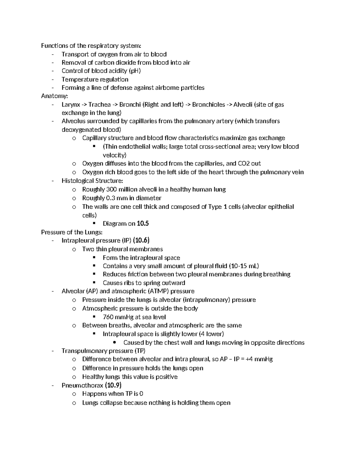 Physiology Lecture 10-11; Respirator and renal systems - Functions of ...