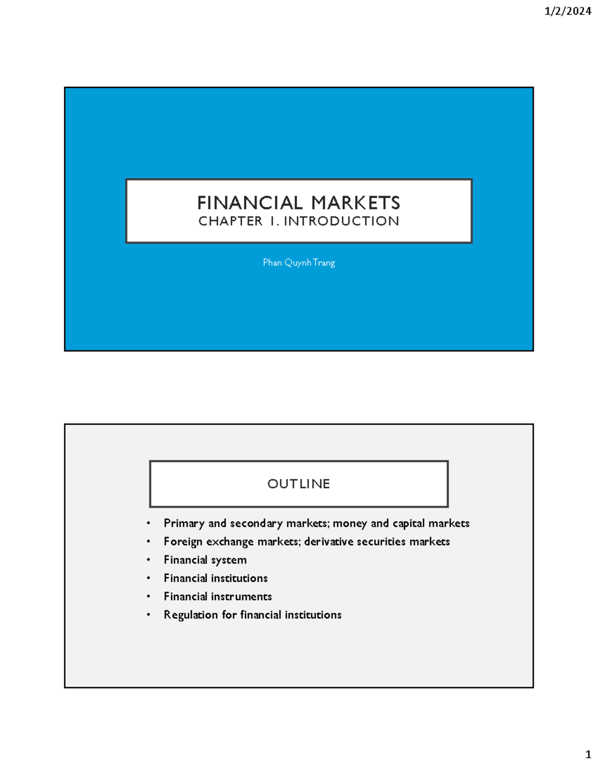 LMS FM Chap1 Overview - dếgdfgdf - FINANCIAL MARKETS CHAPTER 1 ...