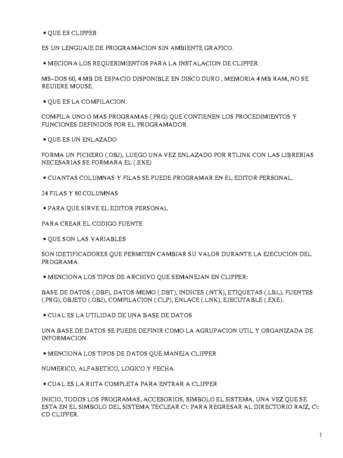 Guia clipper lenguaje de programacion - • QUE ES CLIPPER ES UN LENGUAJE ...