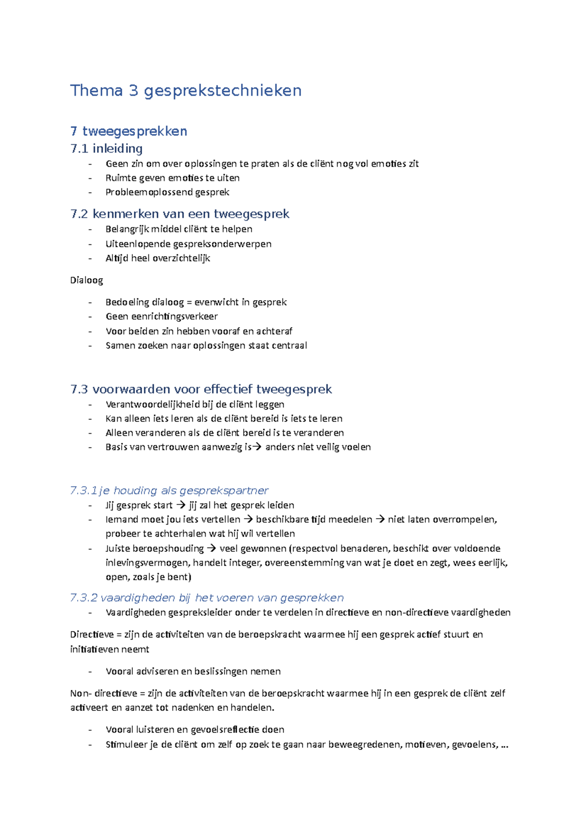 Thema 3 gesprekstechnieken - Thema 3 gesprekstechnieken 7 ...