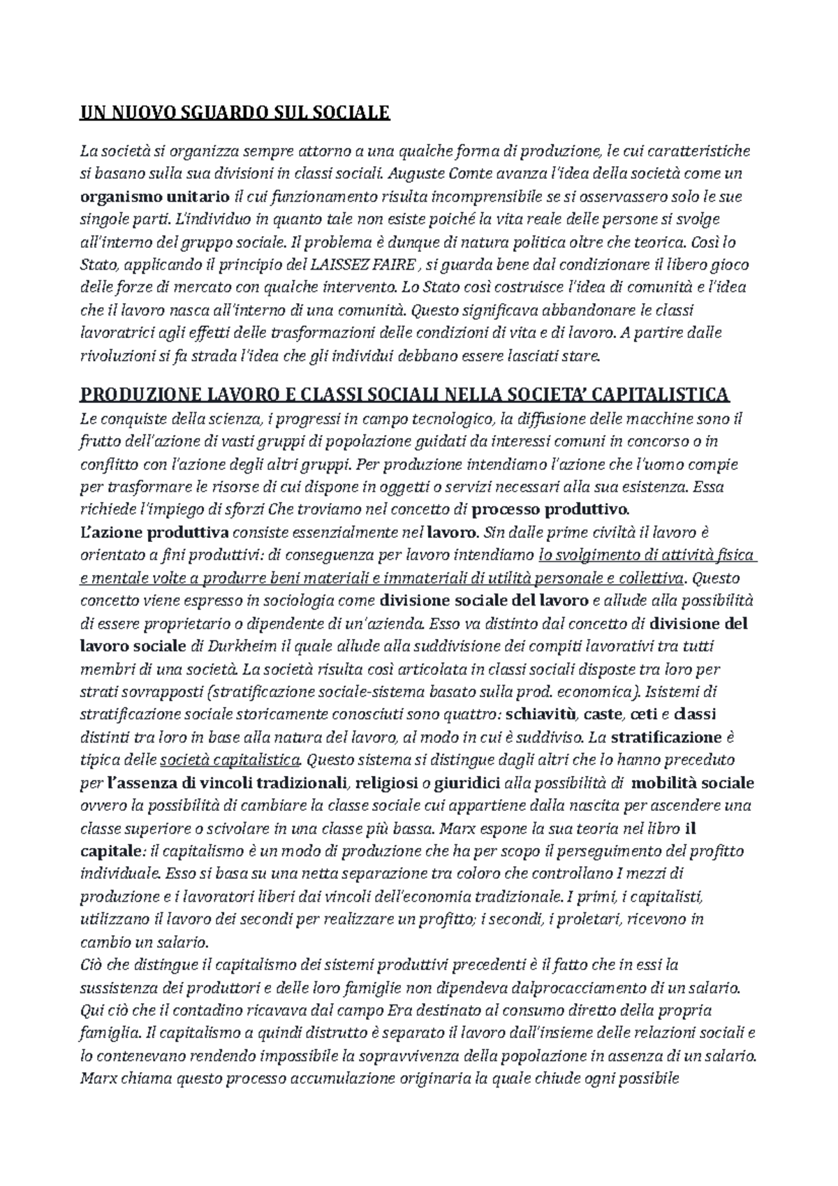 CAP.6 Produzione, Lavoro, Classi Sociali - UN NUOVO SGUARDO SUL SOCIALE ...