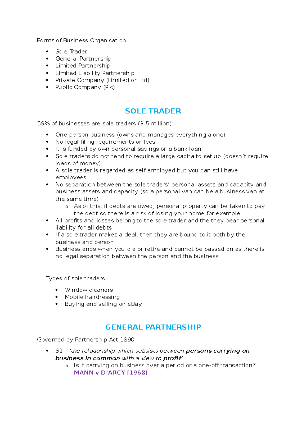 Types Of Business Organisation Forms Of Business Organisation Sole