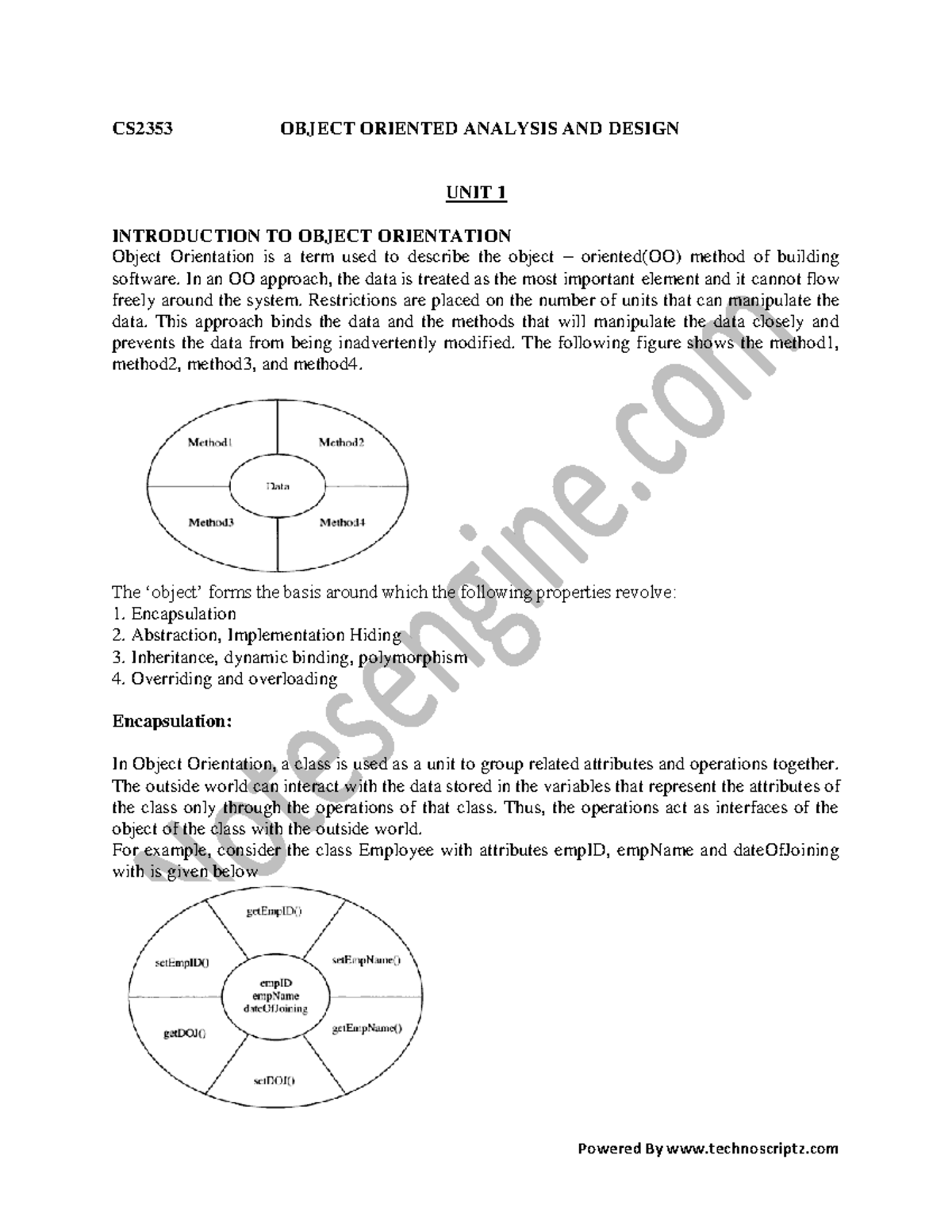 Unit I - Object Oriented analysis and Design - CS2353 OBJECT ORIENTED ANALYSIS AND DESIGN UNIT 1 ...