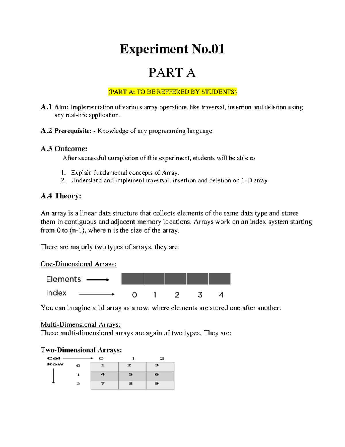 N117 Meeket Tank DSA Ex1 h Uqxd GRUoj - Experiment No. PART A (PART A: TO BE REFFERED BY ...