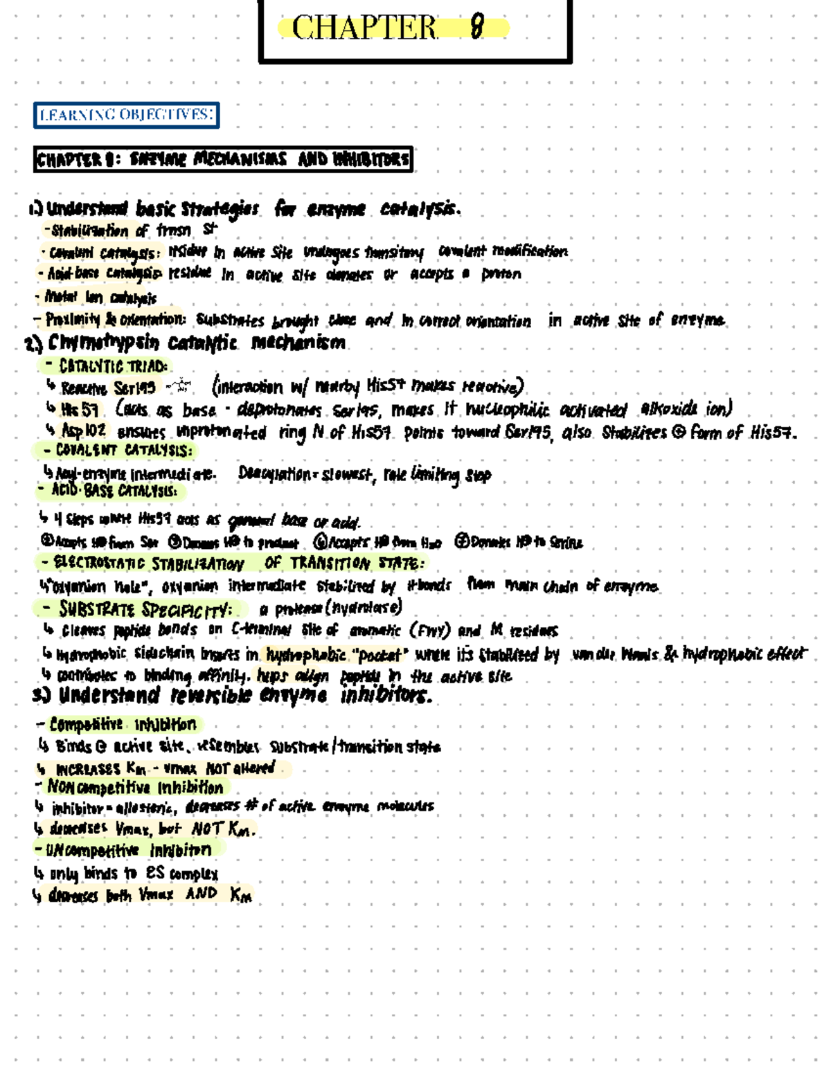 Ch 8 Material Notes Chapter Learning Objectives 8 Chapter 8 Enzyme