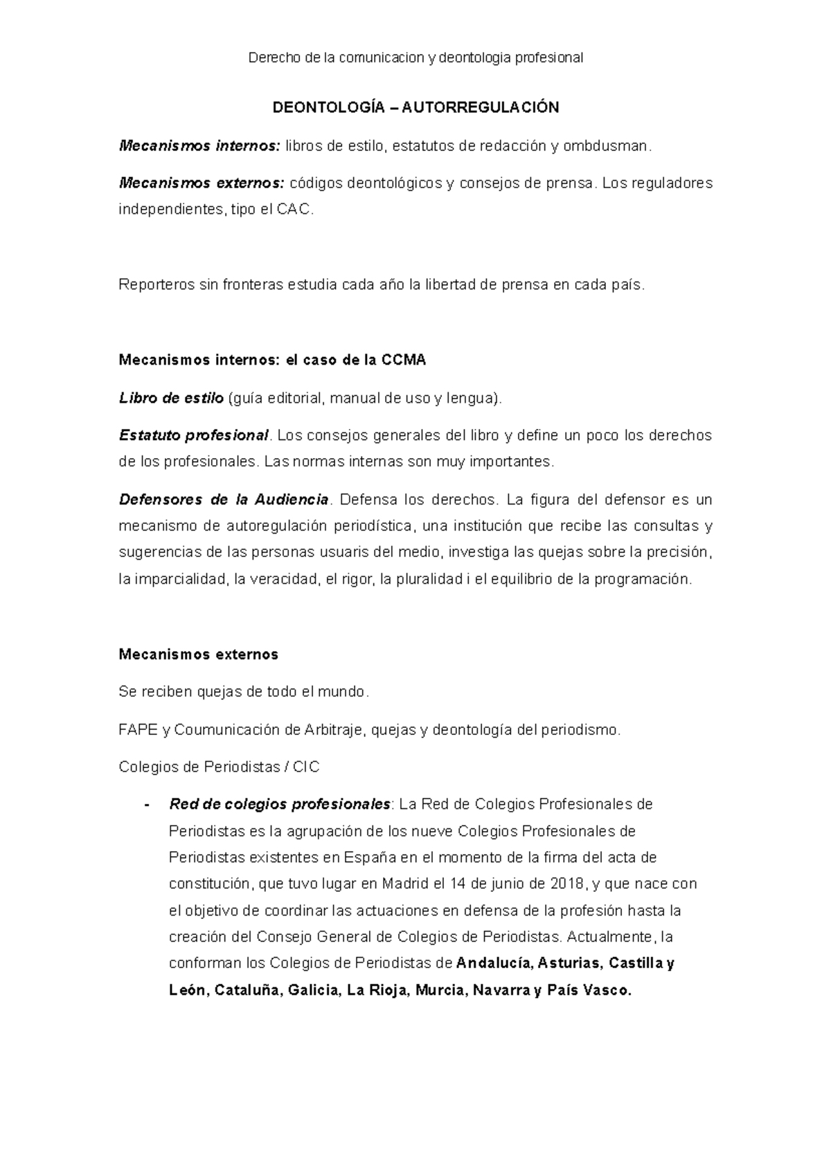 Dentologia - kfkr - Derecho de la comunicacion y deontologia ...