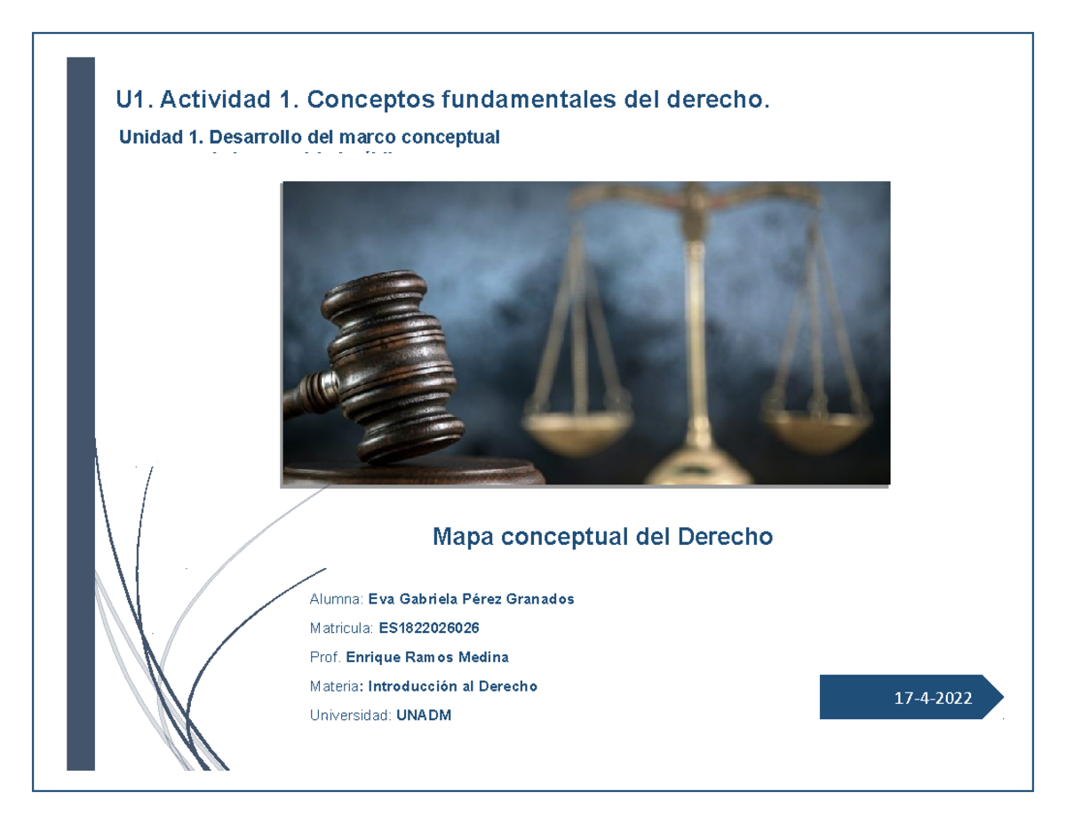 SIDE U1 A1 EVPG - Actividad 1 de Introducción al Derecho - 17-4- U1. Actividad 1. Conceptos ...