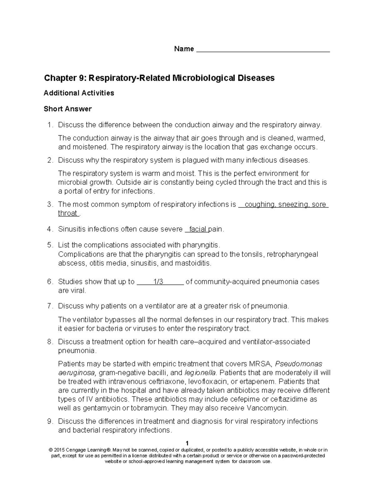 Module 8 worksheet - Name Chapter 9: Respiratory-Related ...