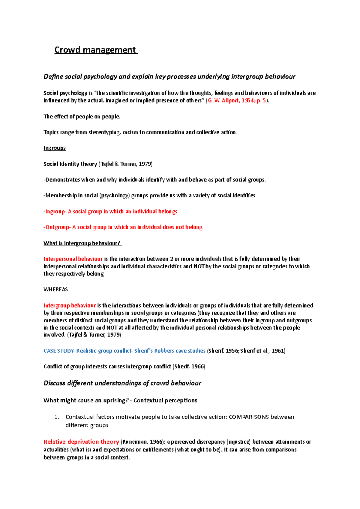 Crowd management - Summary Applying psychology - Crowd management ...