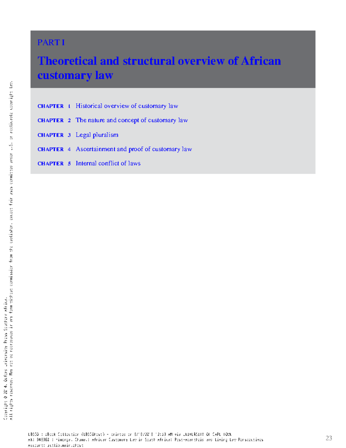 Introduction - Overview of African customary law - ####### 23 PART I ...