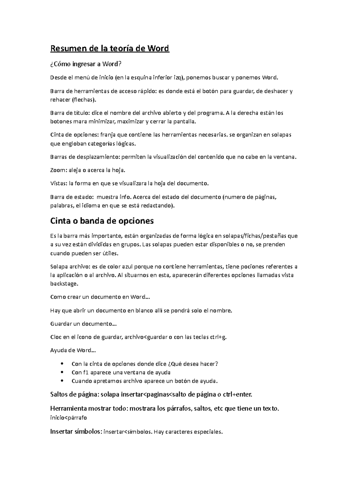 Resumen de la teoría de Word - Resumen de la teoría de Word ¿Cómo ...