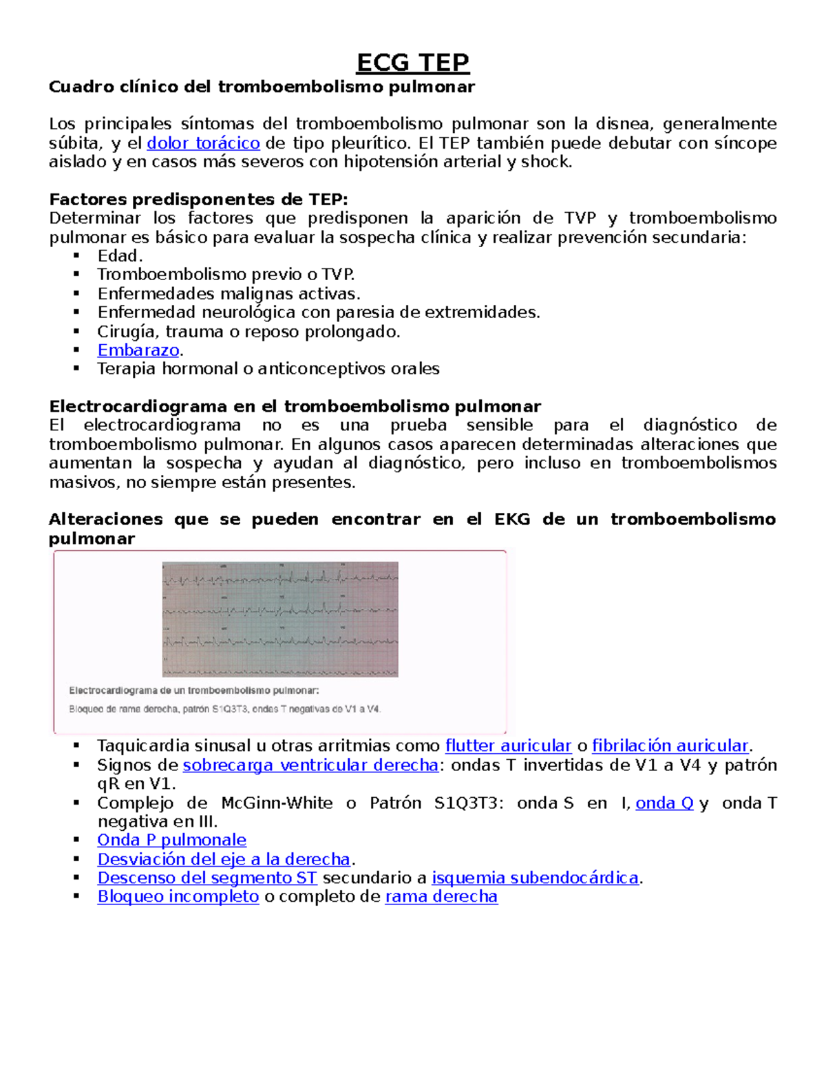 ECG TEP - Característica del ECG del TEP - ECG TEP Cuadro clínico del ...